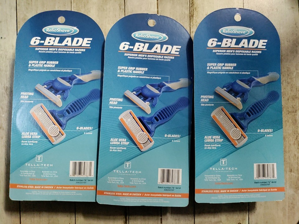 3 Packs ReliaShave 6-Blade Men's Disposable Razors Stainless Steel | eBay