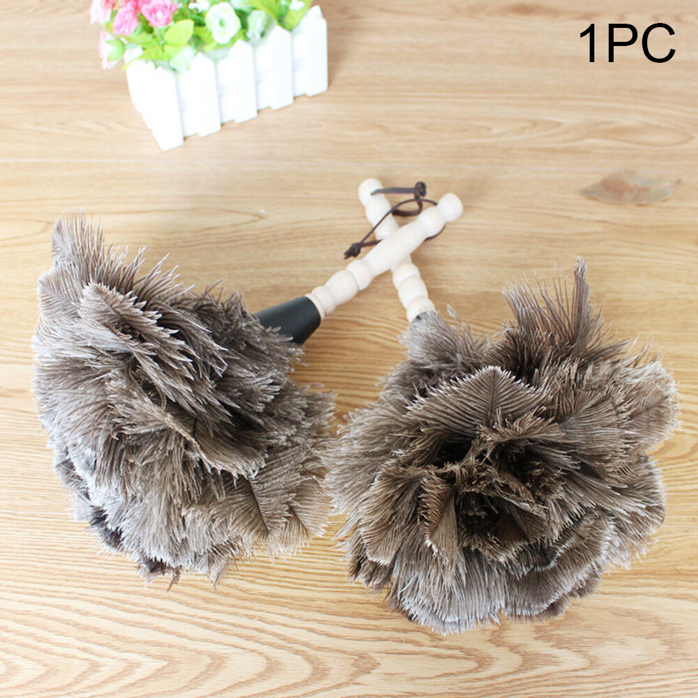 Anti Static Feather Duster Furniture Cleaning Wooden Handle Soft Car ...