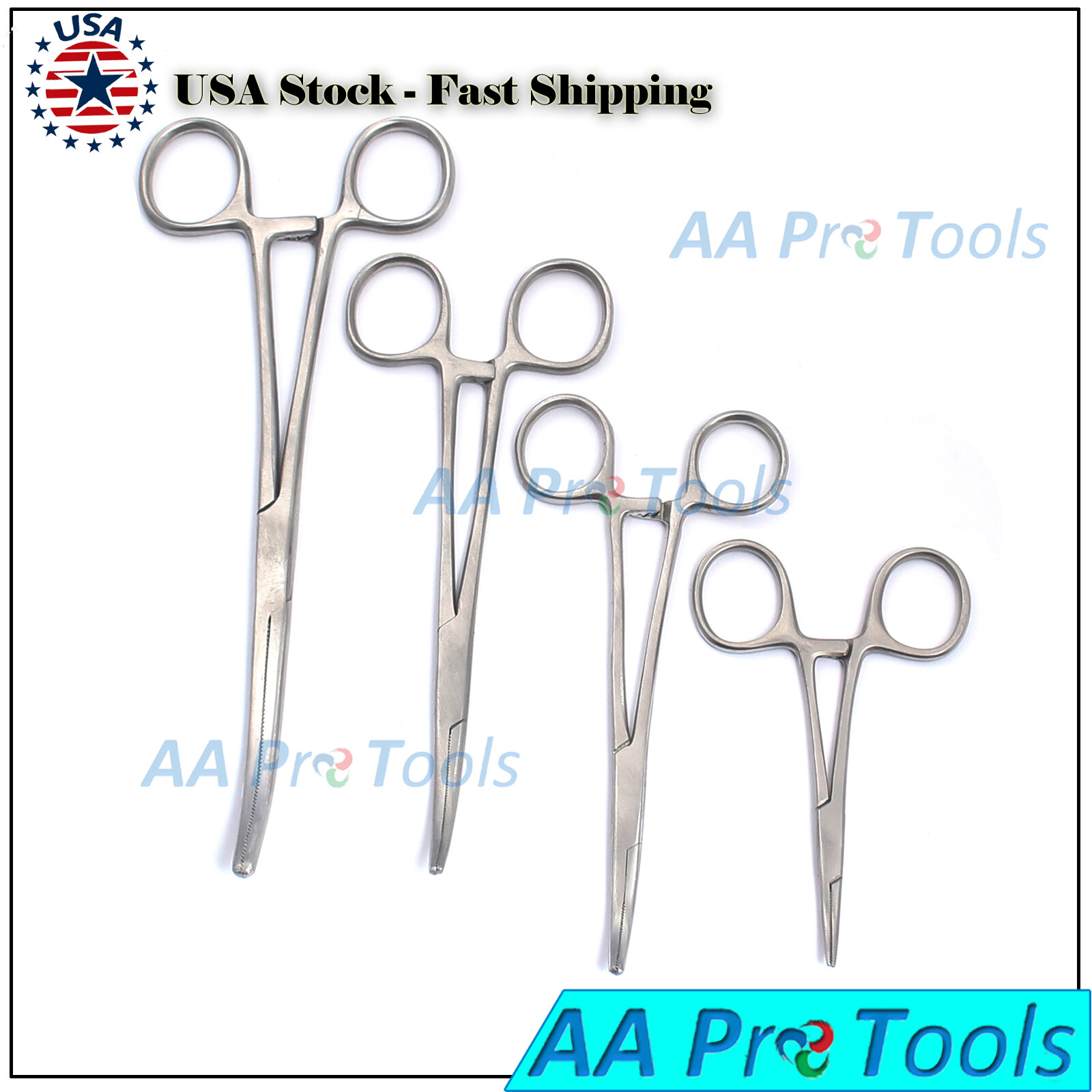 HEMOSTATS / FORCEPS 4 Pc set 3-1/2" - 8" Curved | eBay