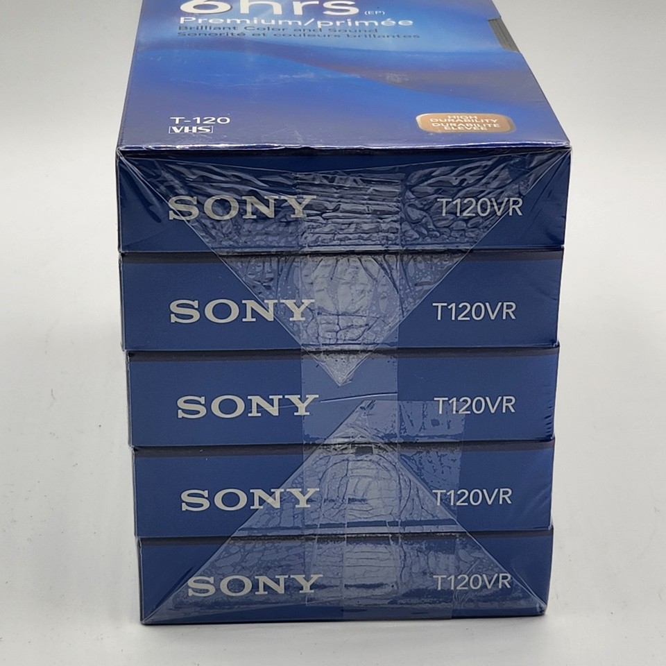 SONY 5 Pack Blank VHS Tapes 6 Hour T-120 Premium Unused Sealed | eBay