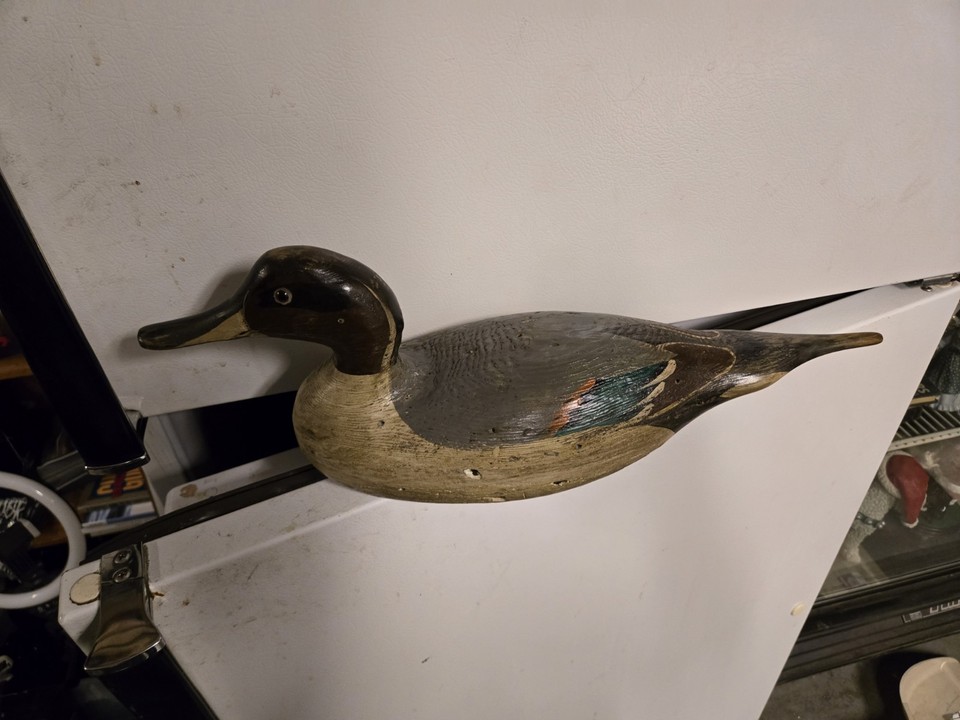 Vintage Tom Taber Duck Wooden Pintail 18” Decoy Hand Carved & Painted ...