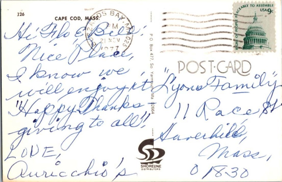 Pre-1980 BIG LETTERS Cape Cod Massachusetts MA a/31 BB9722 | eBay