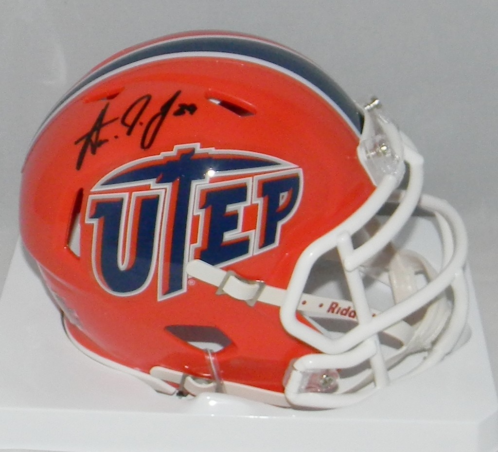 AARON JONES SIGNED AUTOGRAPHED UTEP MINERS SPEED MINI HELMET JSA | eBay