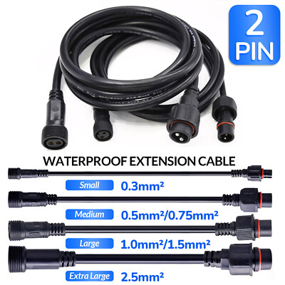 2 Pin Waterproof Extension Cable Connector Male Female Outdoor Led ...