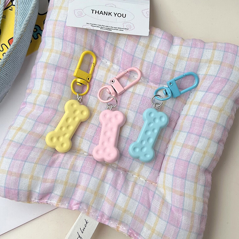Kawaii Color Dog Bone Keychain Cute Cartoon Bone Keyring School Bag ...