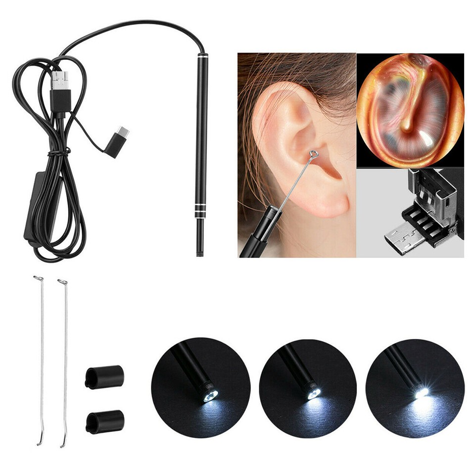 LED Ear Endoscope HD Otoscope Ear Wax Cleaning Camera Tool Cleaner ...