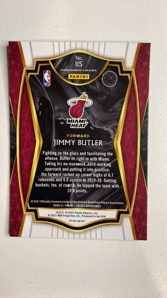 2021 Select Jimmy Butler Red White Orange Shimmer Prizm Premier #115 ...
