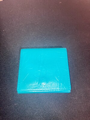 YSL Teal Leather Coin Pouch | eBay