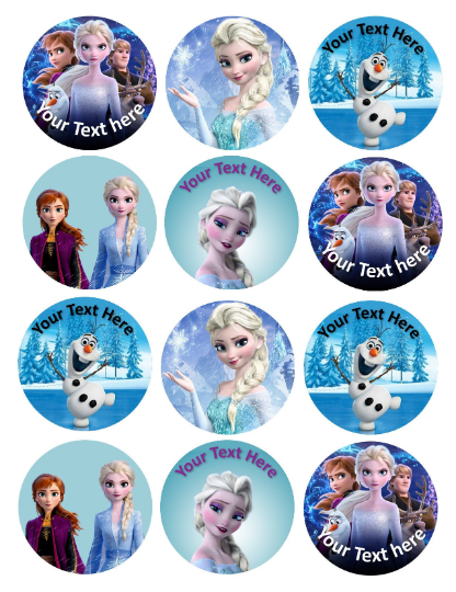 Frozen Edible Image Toppers. Edible Round Pre Cut Stickers. Edible ...