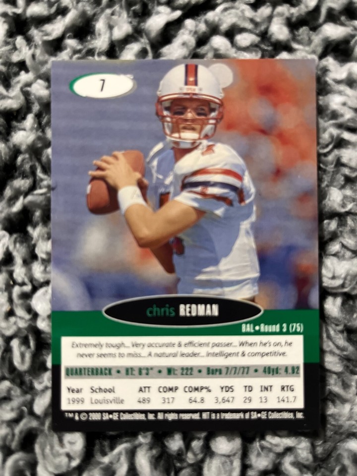 RAVENS CHRIS REDMAN SIGNED 2000 SAGE HIT #1 ROOKIE CARD | eBay