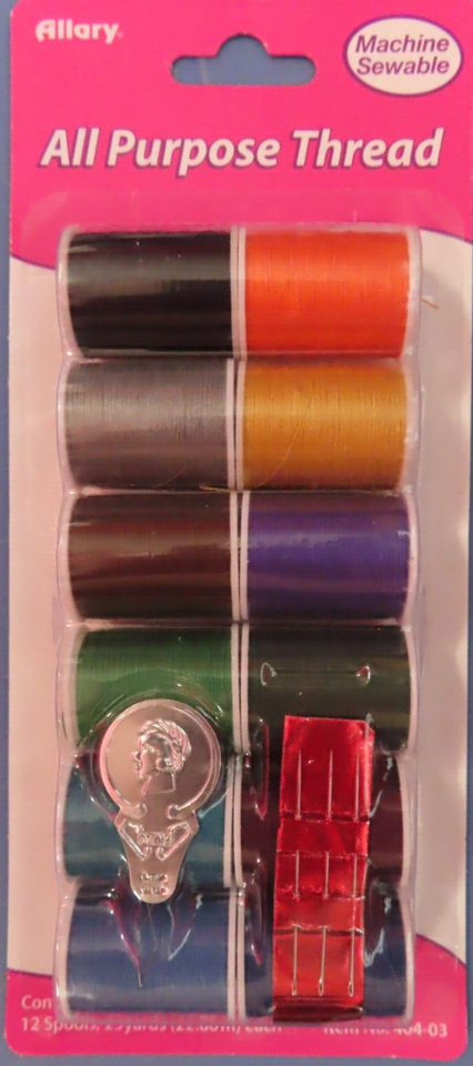 Allary All Purpose Thread Machine Sewable 12 spools assorted colors ...