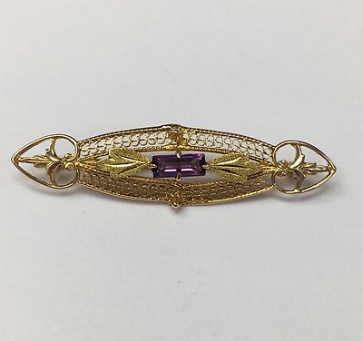 10K Yellow Gold Antique Amethyst Pin Great Condition | eBay