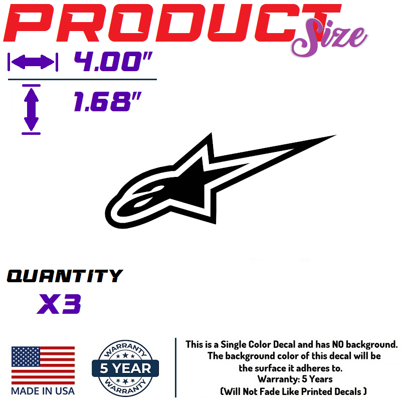 Helmet Vinyl decal 6 pcs set Alpinestars Motorcycle helmet decals ...