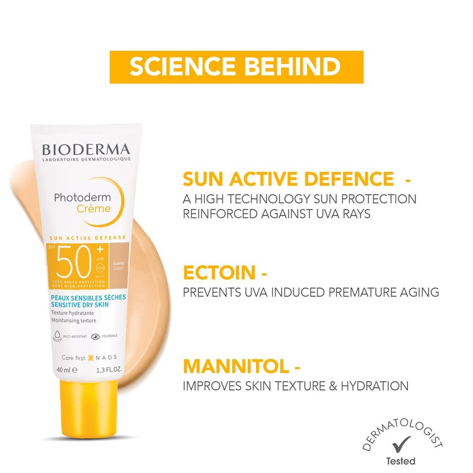 Bioderma PHOTODERM CREME SPF50+ LIGHT Tinted Sunscreen For Sensitive ...