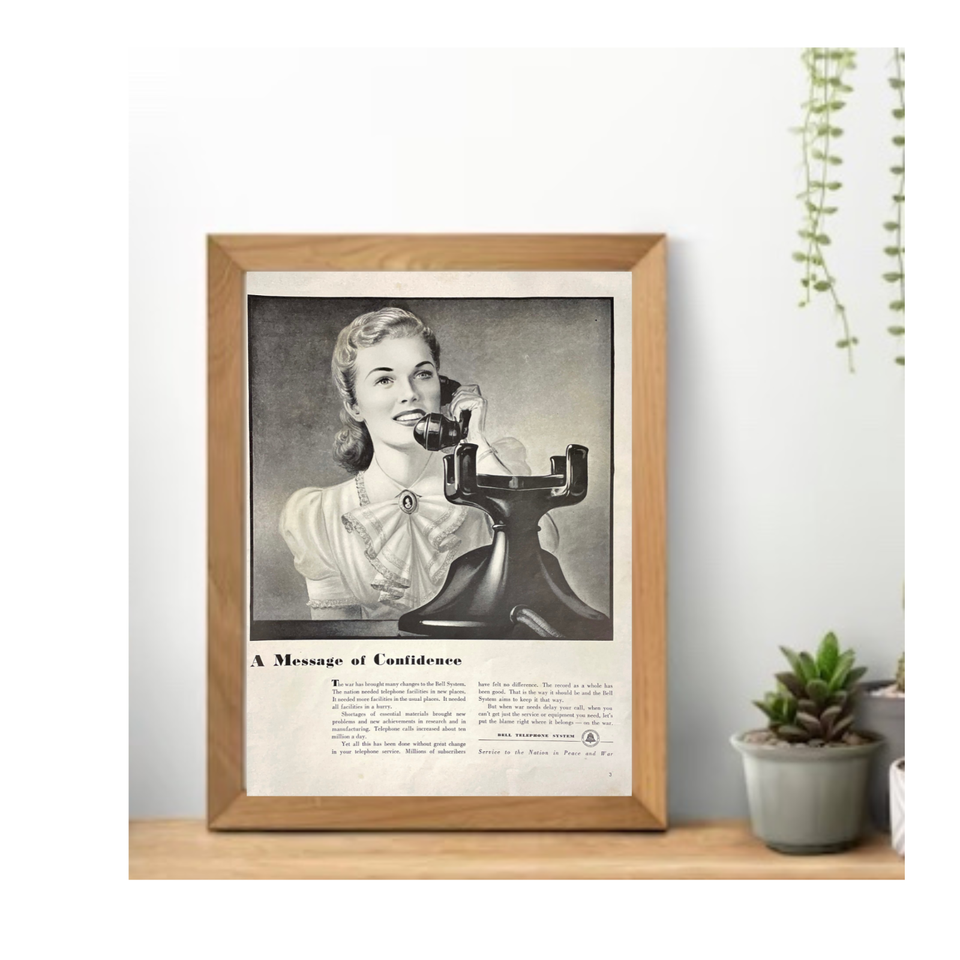 Bell Telephone 1942 Vintage Print Ad Retro Woman Talking On Phone ...