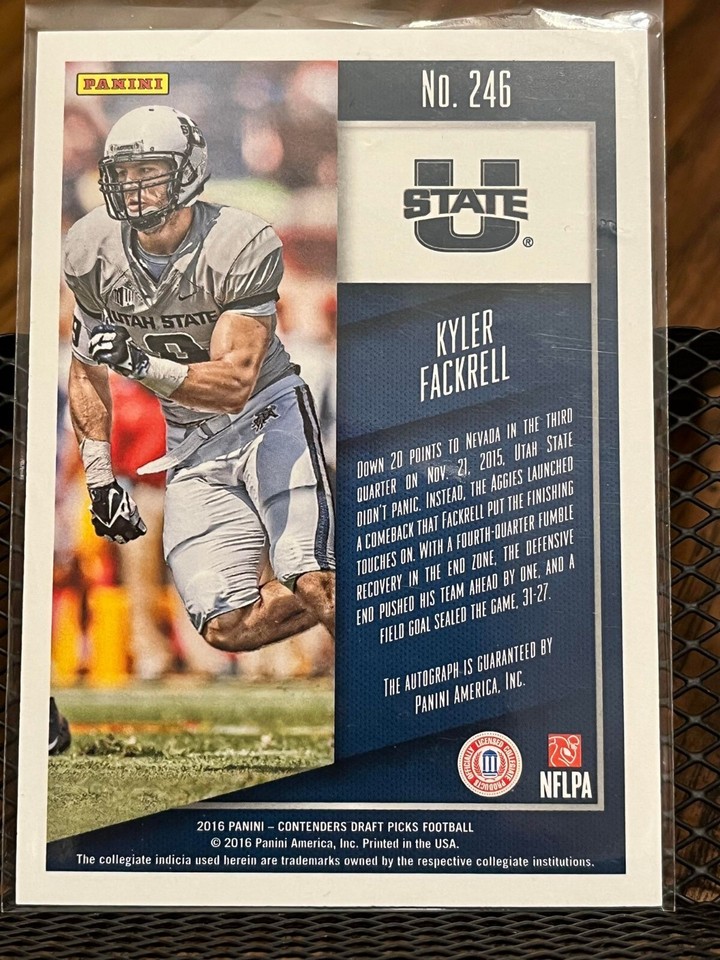 KYLER FACKRELL 2016 CONTENDERS "COLLEGE TICKET" UTAH STATE ROOKIE ...