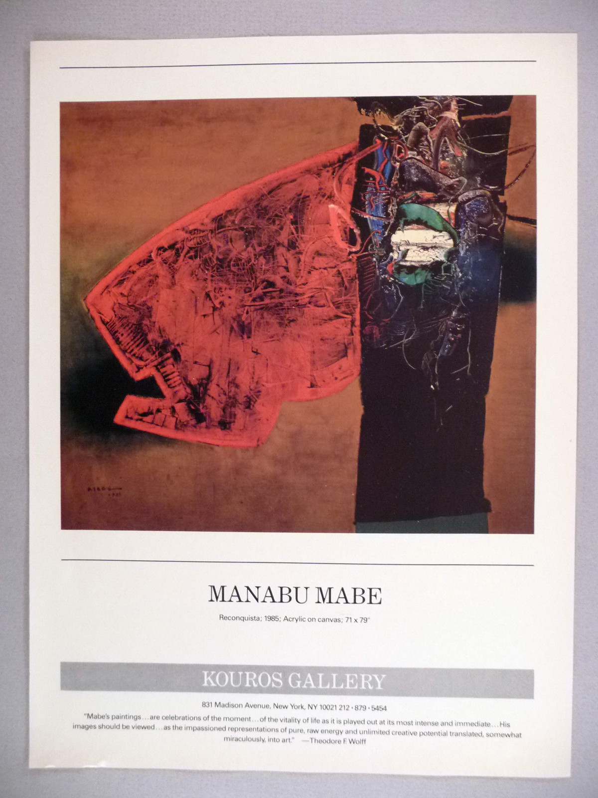 Manubu Mabe Art Gallery Exhibit PRINT AD - 1985 ~~ Reconquista | eBay