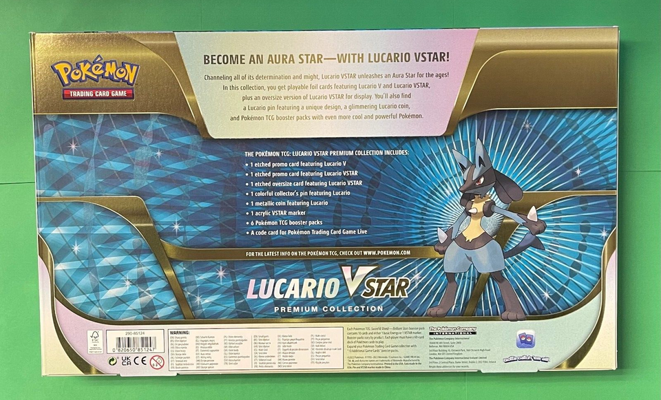 POKEMON TCG LUCARIO VSTAR PREMIUM COLLECTION BOX (6 BOOSTER PACKS ...