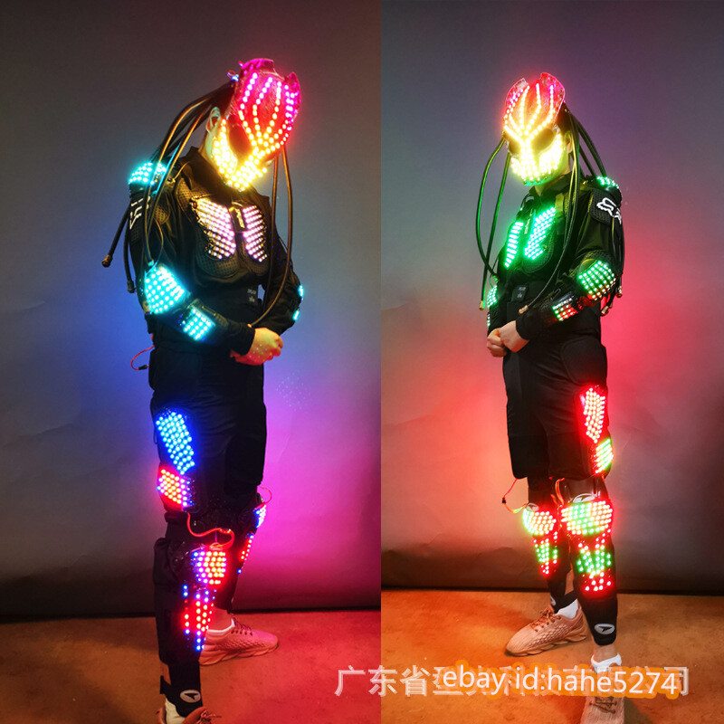 Predator LED RGB Costume Robots Suit DJ Party Show Light Glow Full Set ...