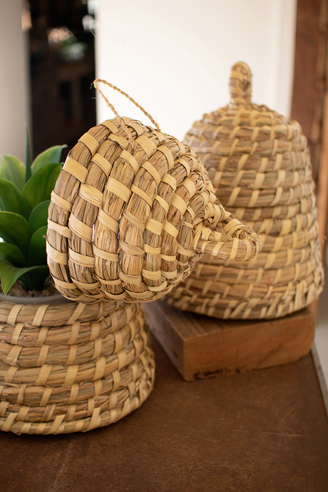 Bee Skep Basket Set of 2 Hand Woven Storage Baskets Country Farmhouse ...