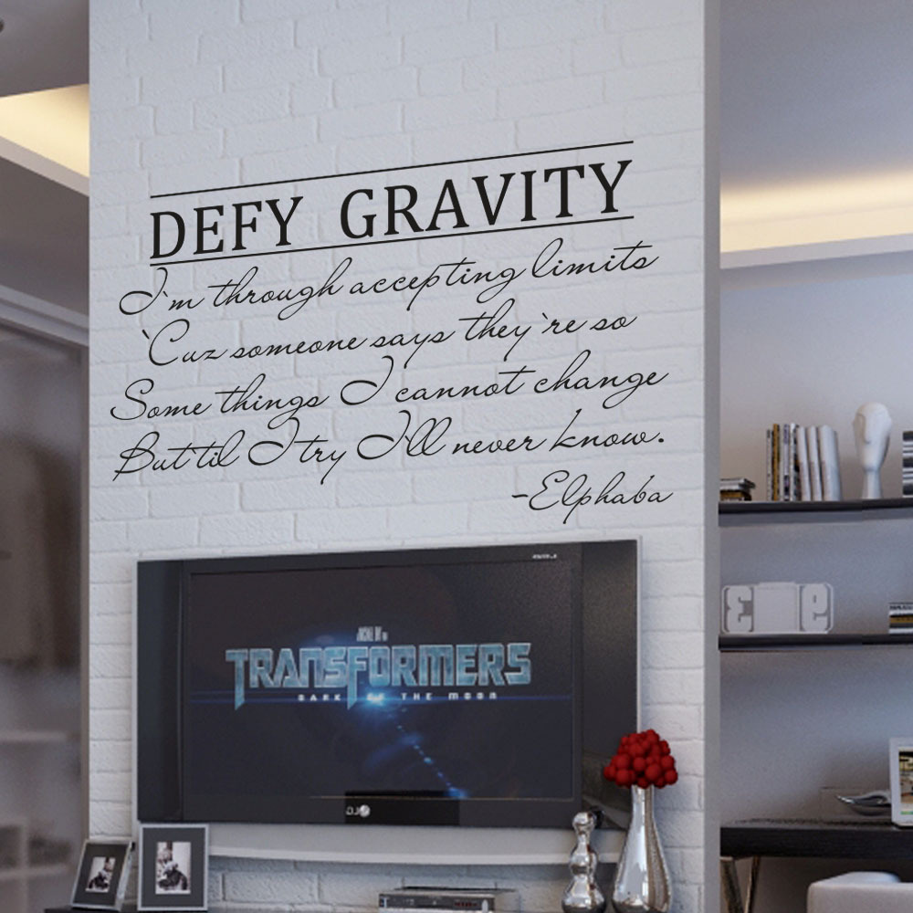 Defy Gravity Wall Decal Wicked Musical Inspirational Quote Vinyl ...