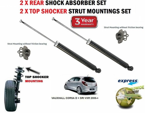 FOR VAUXHALL CORSA D 2006-> 2x REAR SHOCK ABSORBER SET + TOP STRUT ...