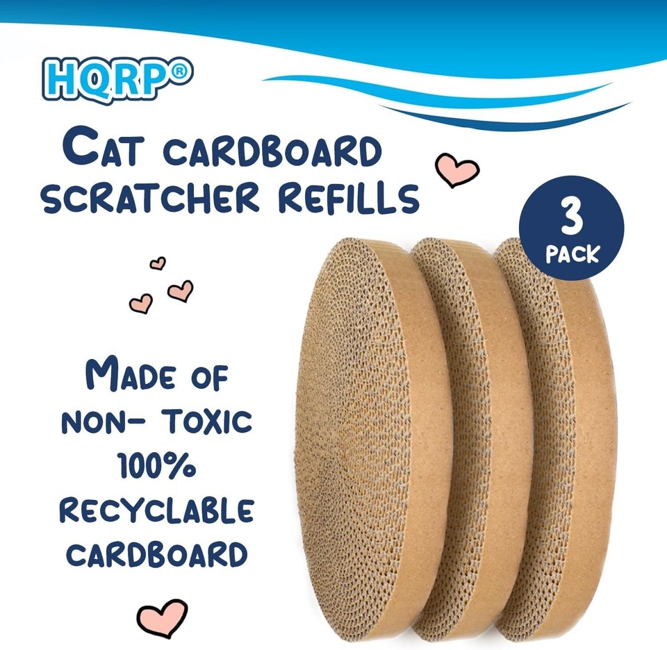 3-Pack Round Cat Scratcher Refill 10" Scratch Pads Circular Cardboard ...
