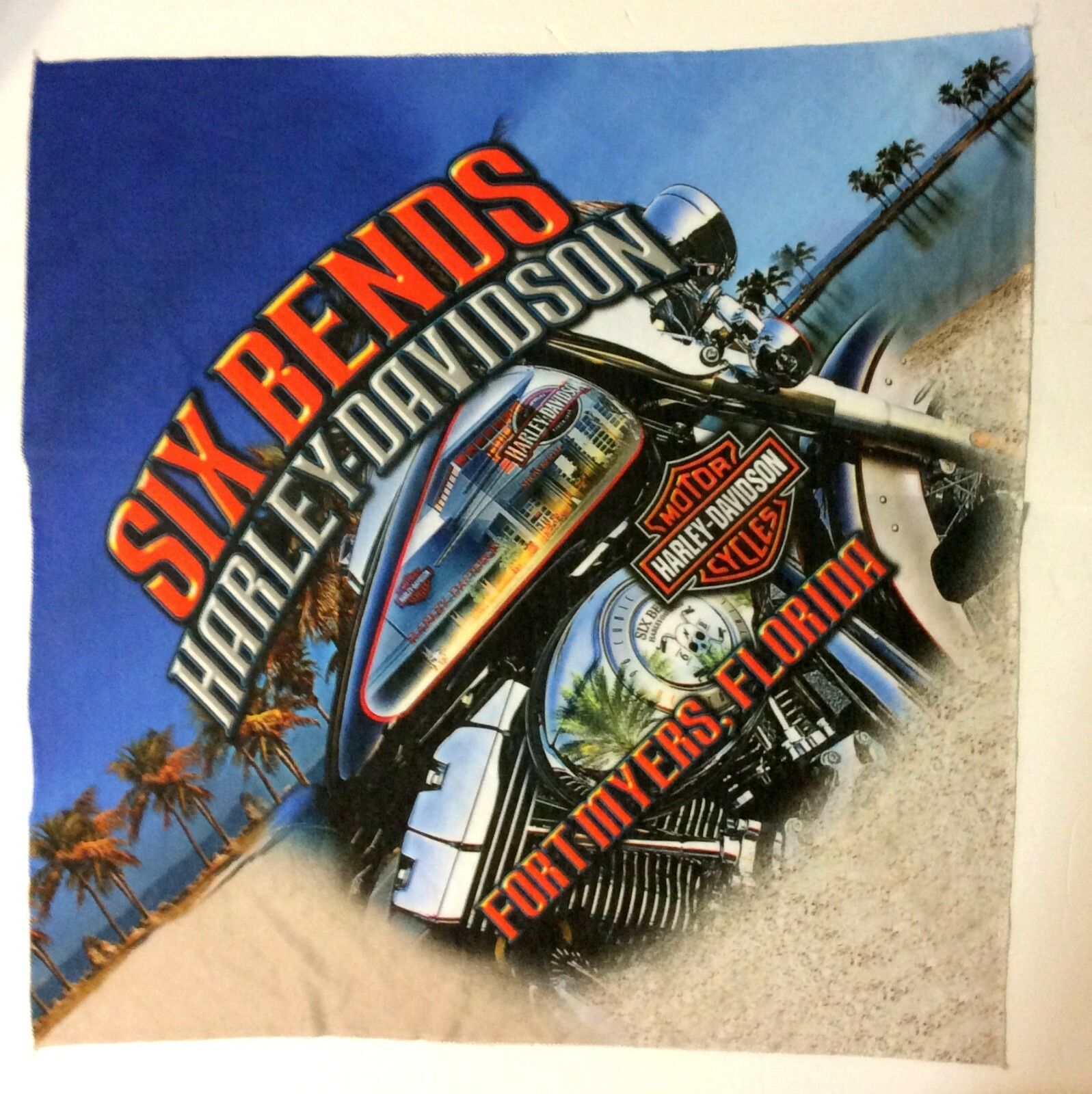 Six Bends Harley Davidson Buff Bandana Scarf Fort Myers, Florida 24-1/4 ...
