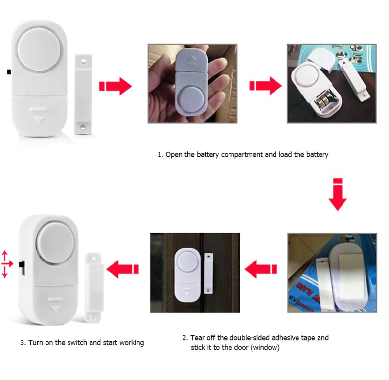 6 PCS WIRELESS Home Window Door Burglar Security ALARM System Magnetic ...