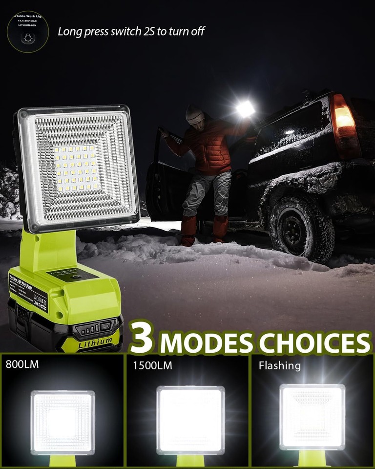 Cordless LED Work Light for Ryobi 18V Battery 15W LED Floodlight ...