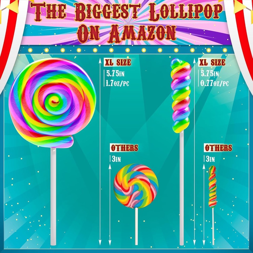 Large Swirl Lollipops Individually Wrapped & Round 12pk- PACK OF 12 | eBay
