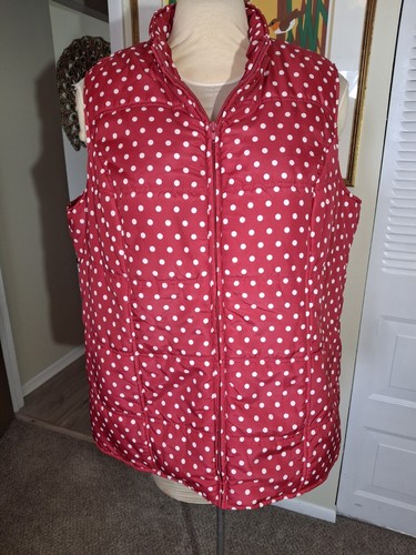 Woman Within Red & White Polka Dot Quilted Vest Women’s Plus Size 1X ...