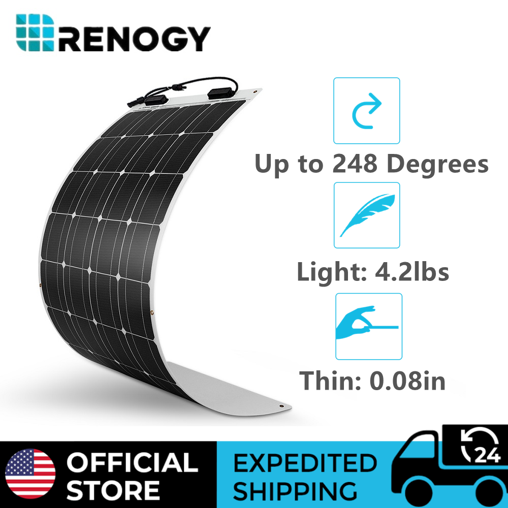 Renogy 100W Watt 12V Volt Flexible Mono Solar Panel RV Rooftop Camping ...