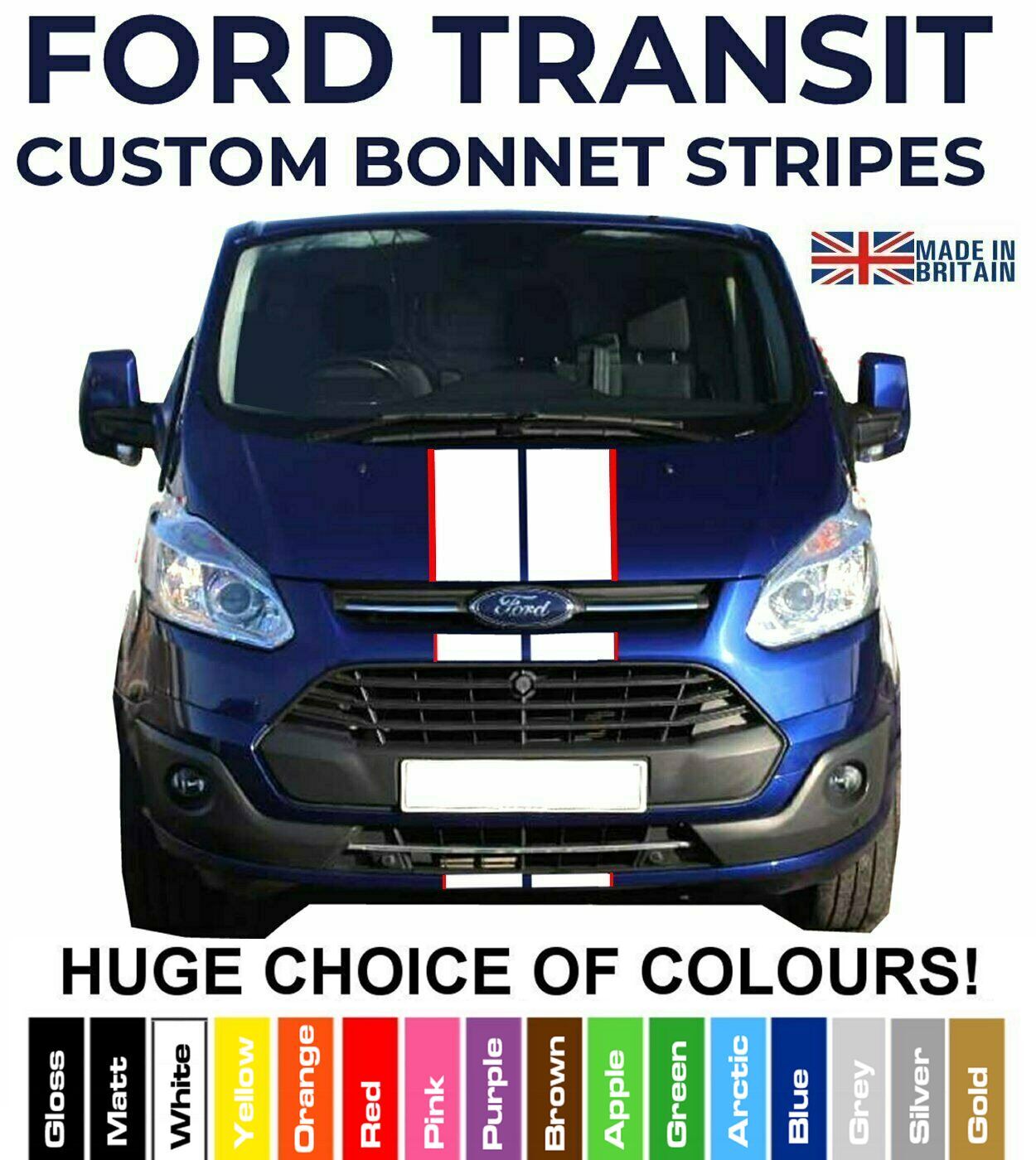 FORD TRANSIT BONNET STRIPES & PINSTRIPES RACING GRAPHICS VINYL DECALS ...