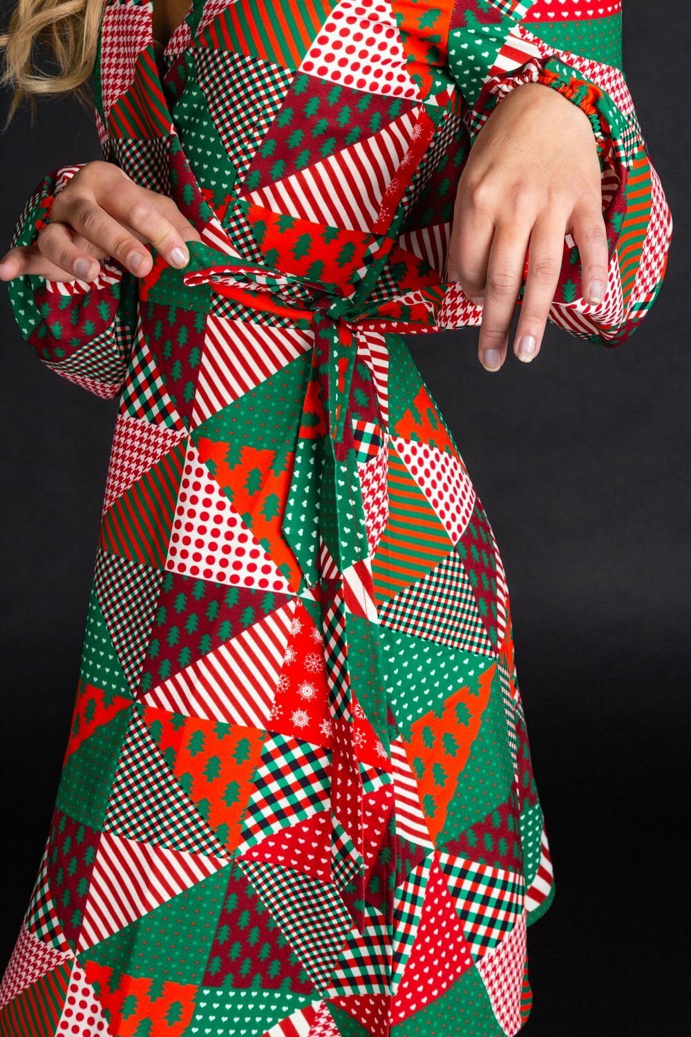 Shinesty Womens Christmas Wrap Dress Patchwork Tree Quilted Print XS | eBay