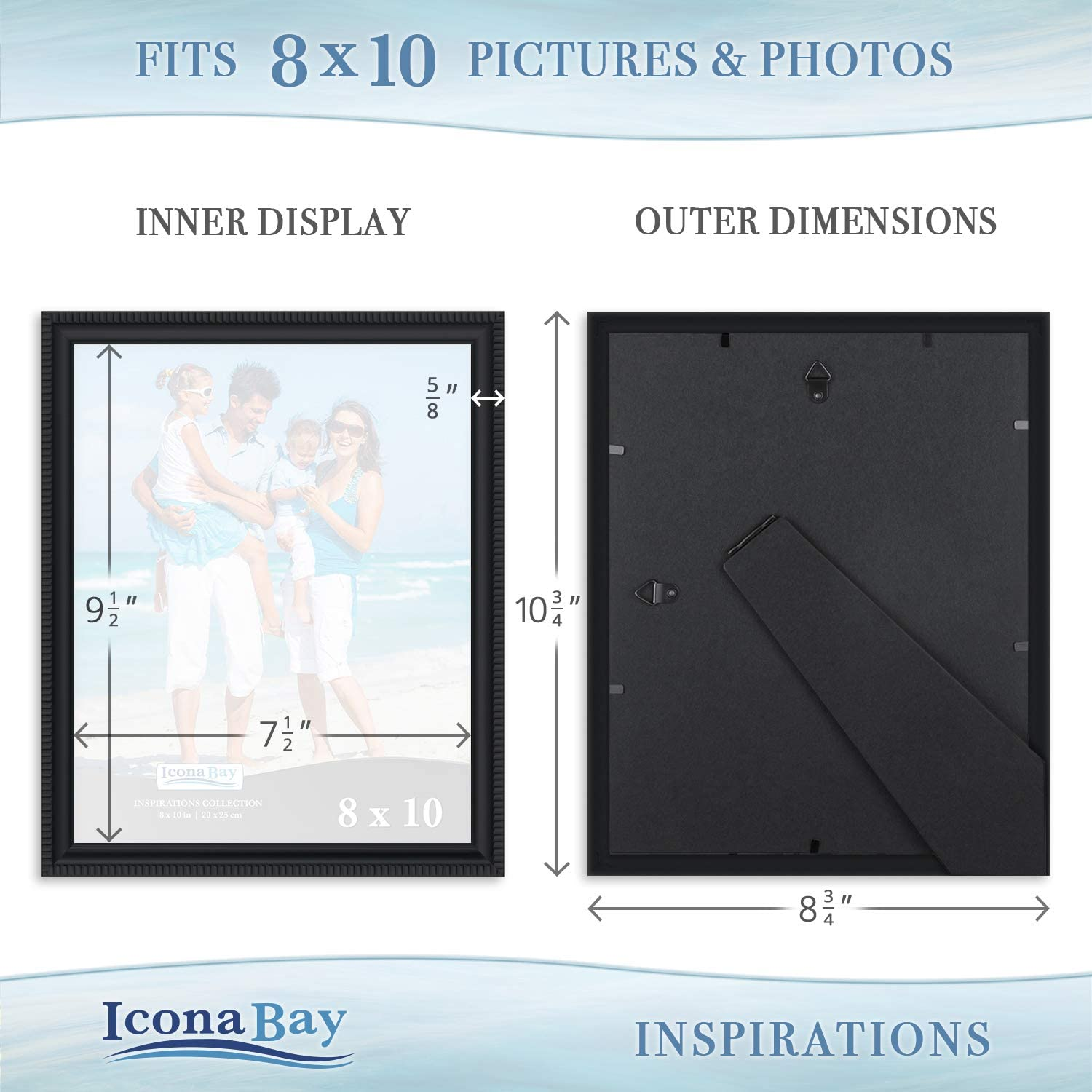 8X10 Black Picture Frame Beautifully Detailed Molding, Contemporary ...