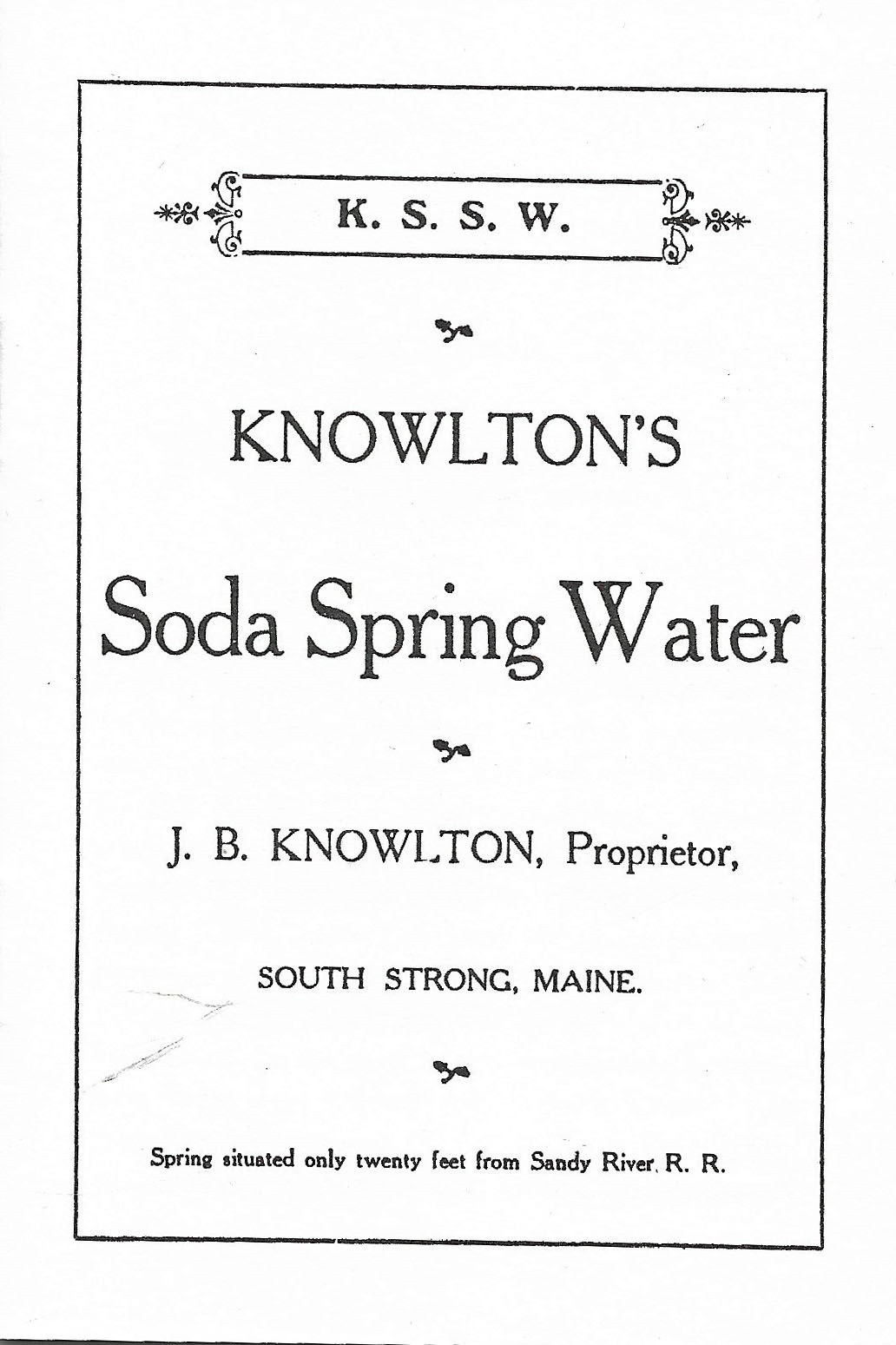 Strong Maine Knowlton's Soda Spring Water Along Sandy River Railroad ...