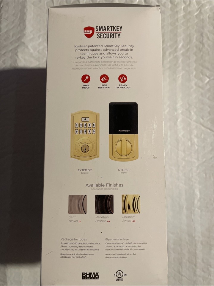 Kwikset Smartcode 260 Keypad Electronic Lock (Polished Brass) | eBay