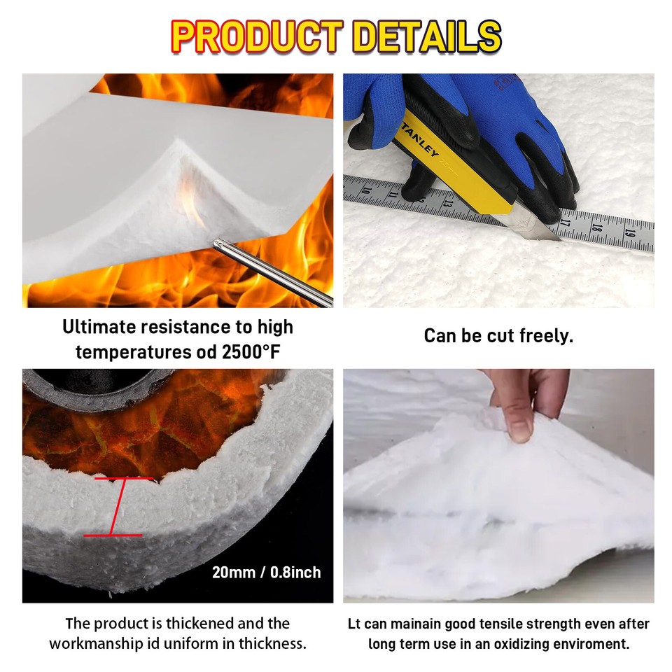 Ceramic Fiber Insulation Wrap – 120cm Cryogenic to 1200°C Fiber Blanket ...