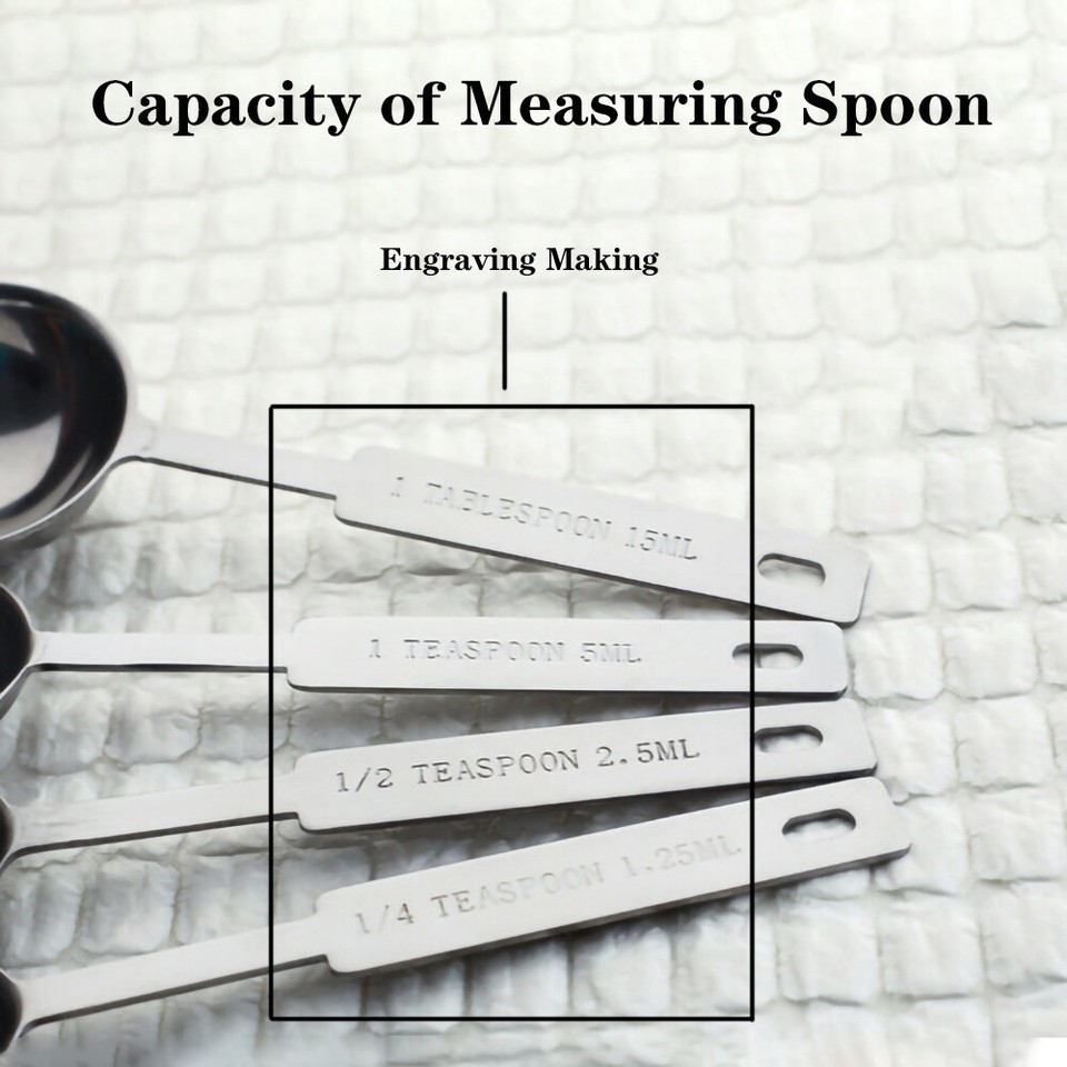 4PCS/SET Stainless Steel Measuring Liquid or Dry Ingredient Teaspoon ...