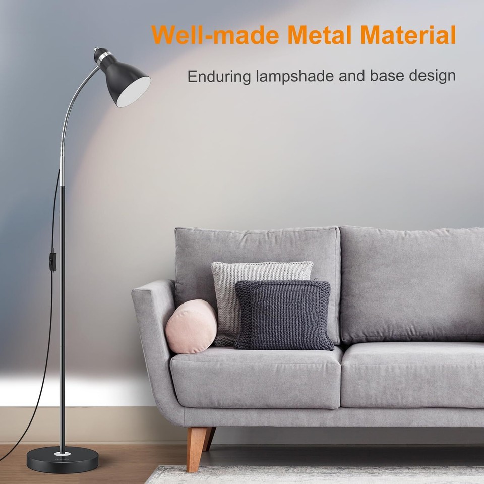 Floor Lamp Metal Standing Lamp With Adjustable Gooseneck Heavy Metal ...