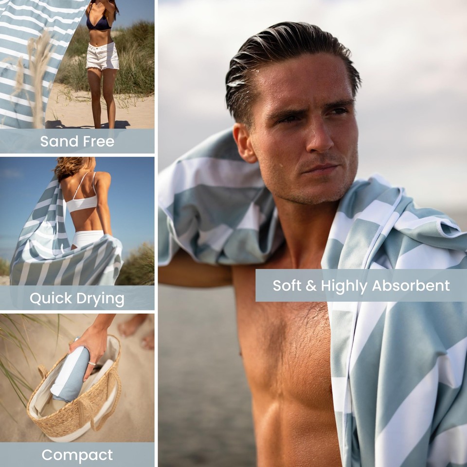 Microfiber Beach Towel Extra Large (79 x 39.5 in) - Quick Dry, Sand ...