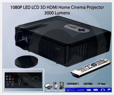 HDMI 1080P Home Theater Projector 3000 Lumens LED LCD for Movies ...