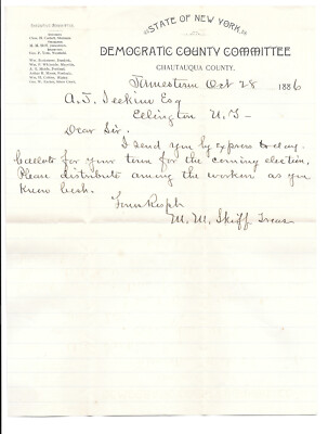 Democratic County Committee 1886 Jamestown Chautauqua New York ...
