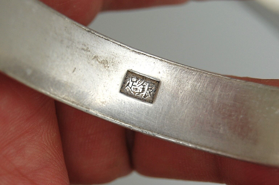 VINTAGE OLD CHINESE FU SHOU SILVER MANDARIN DUCK LOTUS CUFF BRACELET | eBay