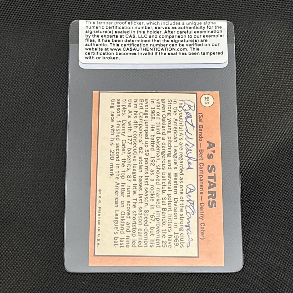 BANDO, CAMPANERIS, CATER 1969 TOPPS A'S STARS AUTOGRAPHED CARD 556 CAS AUTHENTIC | eBay