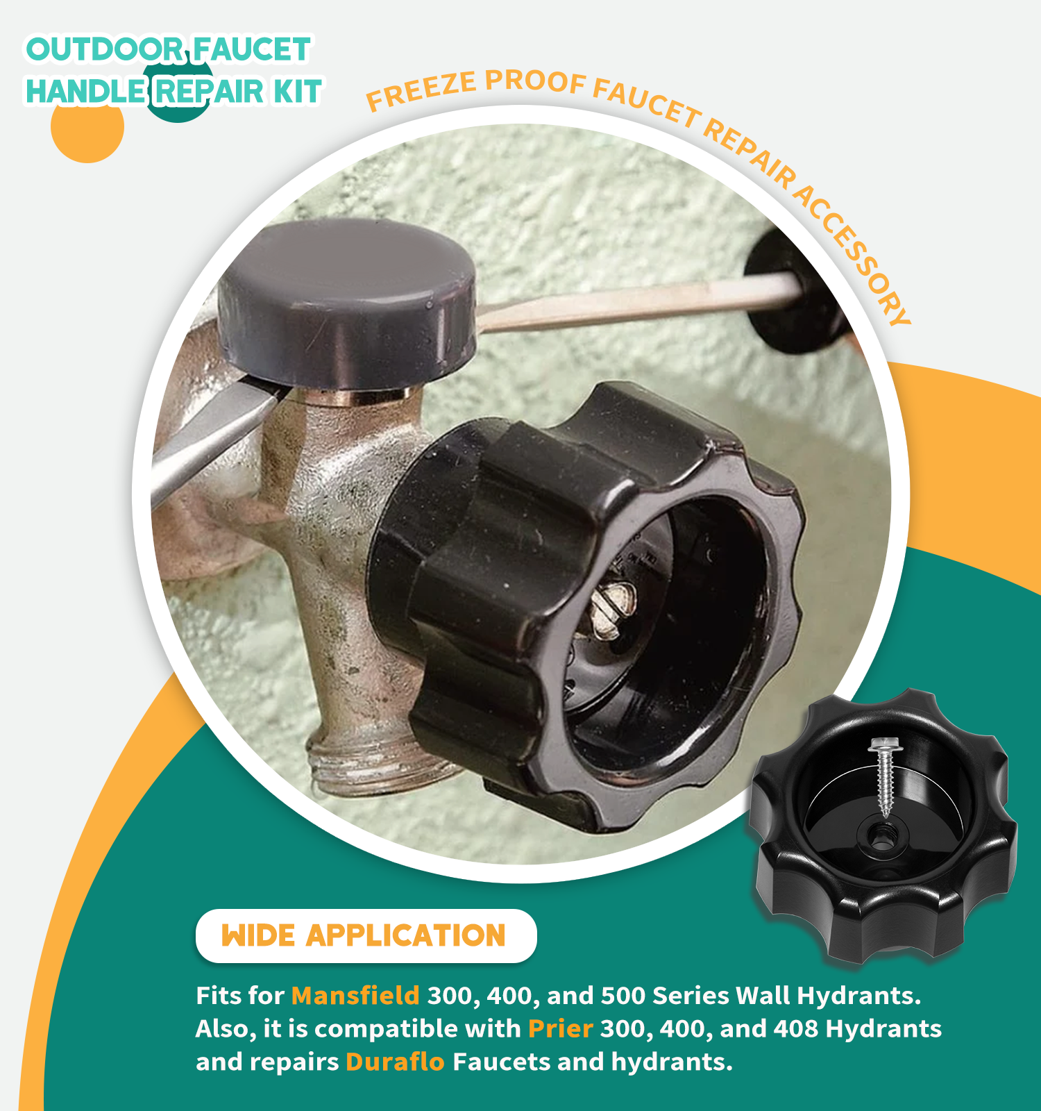 630-7965 Wall Hydrant Handle Kit for Prier 300/400/500 Mansfield Wall ...