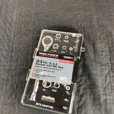 Task Force 1/4" Drive 24 Piece Socket Set Chrome SAE Drive ( Open Box ...