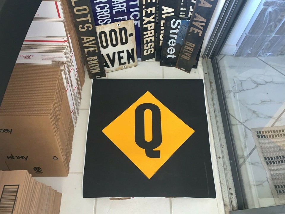 24X25 VINTAGE Q LINE NY URBAN COLLECTIBLE NY NYC SUBWAY ROLL SIGN ROUTE ...
