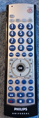 Philips Universal 4 Device Remote Control TV VCR DVD SAT Silver | eBay